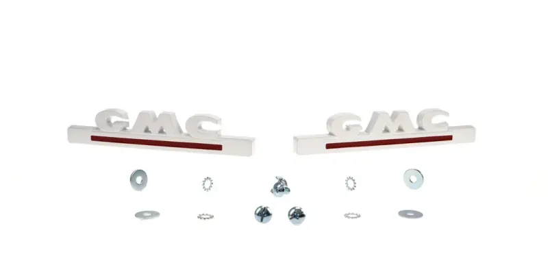 Hood Side Emblems - Pair - GMC - White and Red - 51-53 GMC Pickup Truck ...