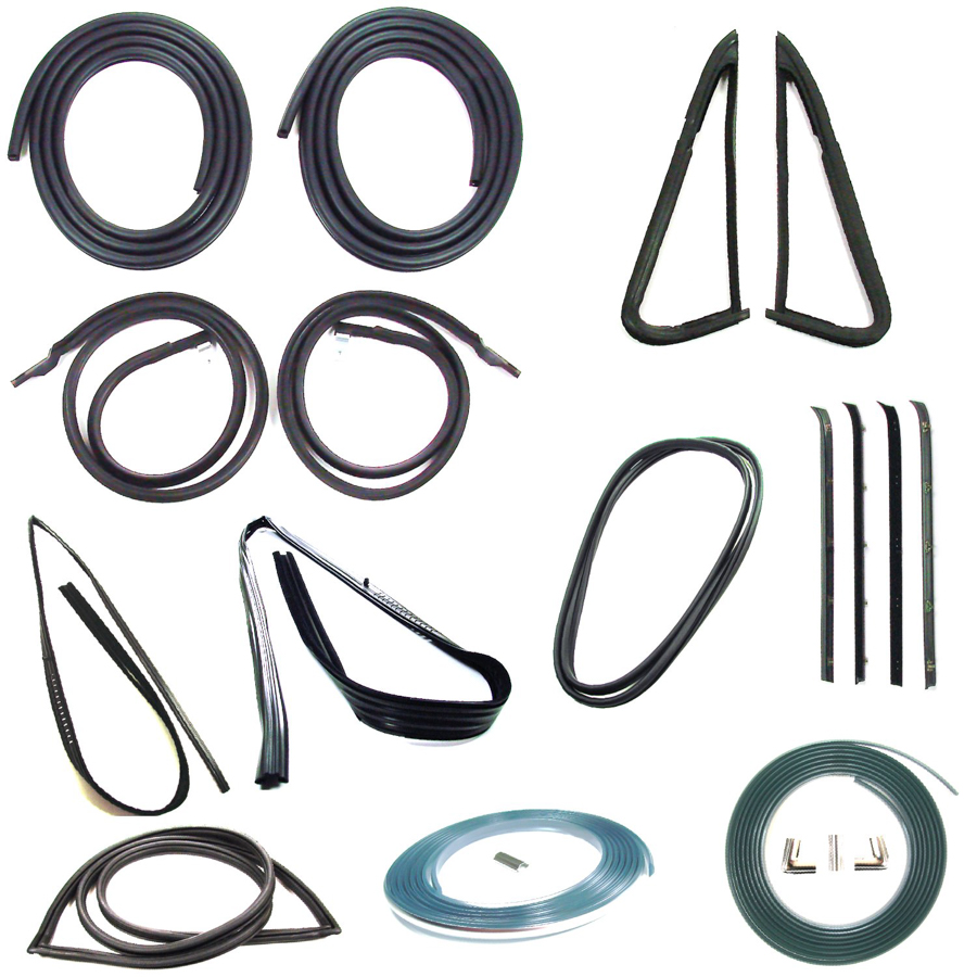 Weatherstrip Kit - Full - w/ Chrome Reveal Lock Strip - w/ 1pc Vent ...