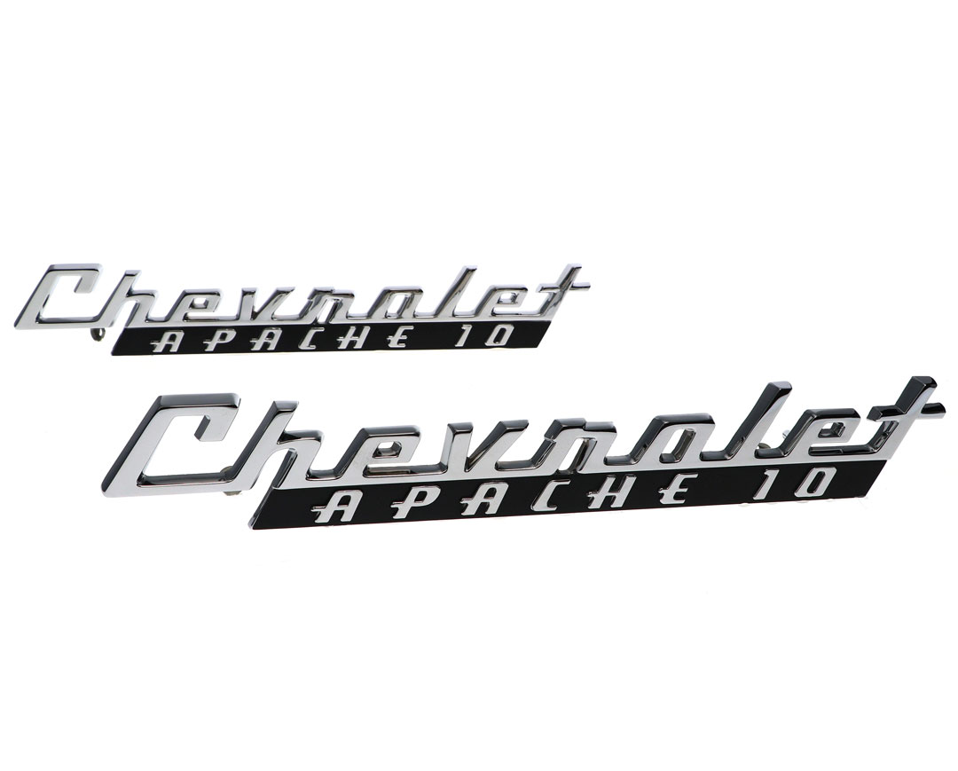 Front Fender Emblems - "Chevrolet Apache 10" - Pair - 1960 Chevy C/K ...