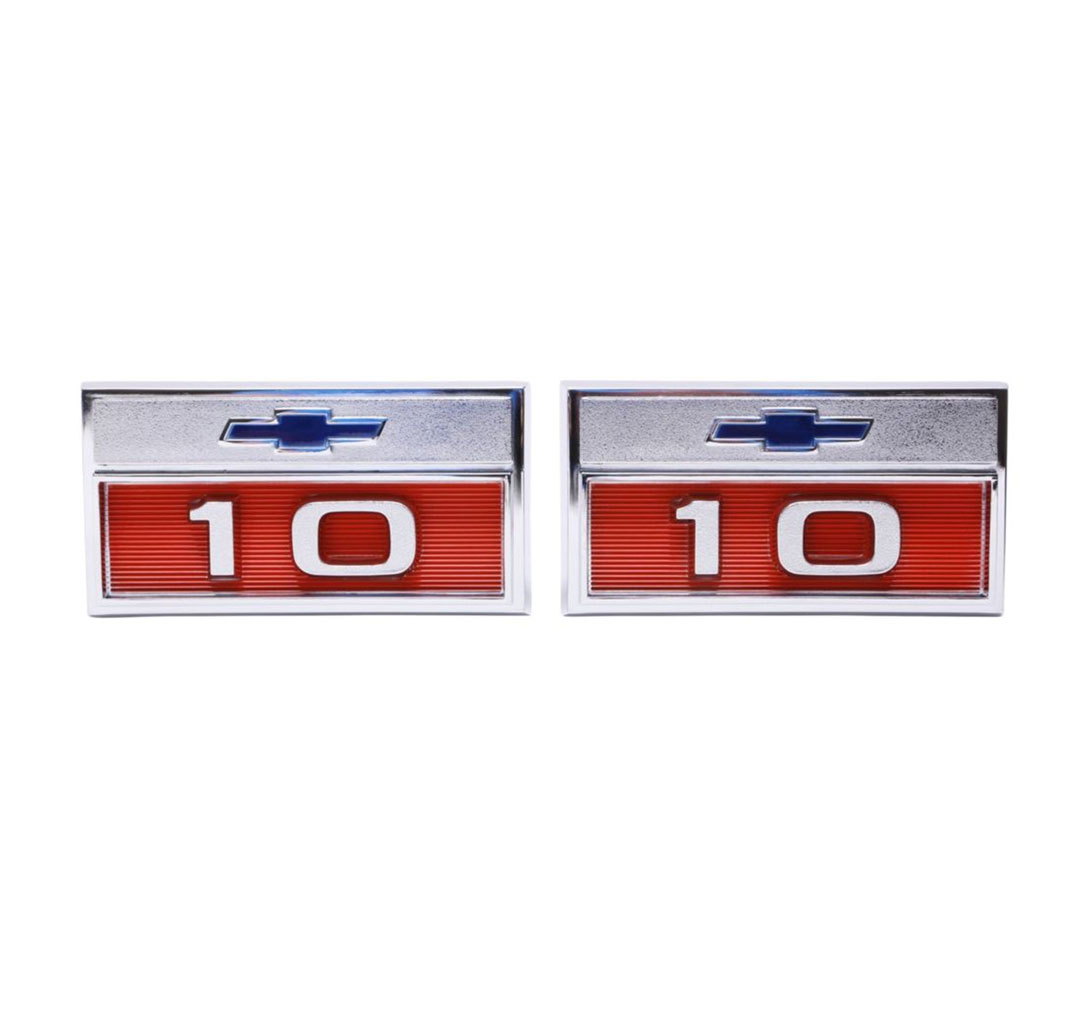 Front Fender Emblems - "10" w/ Hardware - Pair - 1966 Chevy C/K Pickup ...